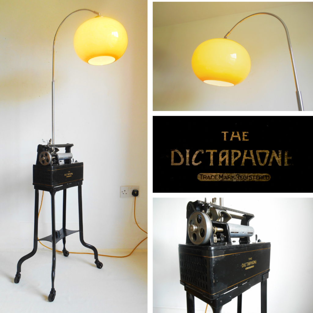 An antique Dictaphone repurposed into a unique floor lamp ...